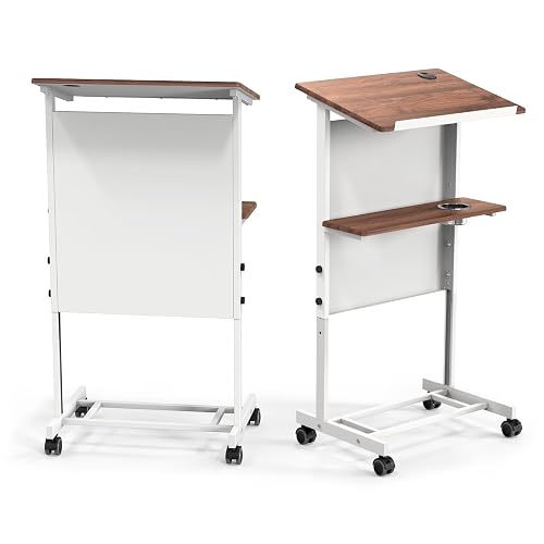 Bonnlo 36.2-44.3 in Height Adjustable Portable Podium Stand, Wheeled ...
