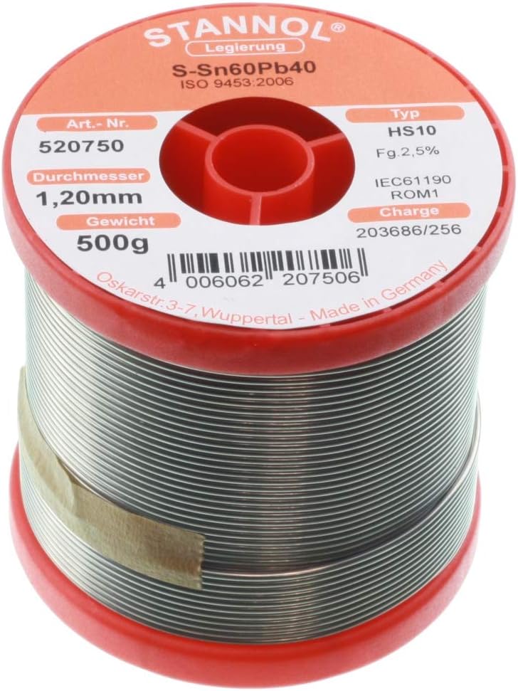 STANNOL SOLDER WIRE HS10 2, 5% 1, 2 SN60PB40 500G: Buy Online at Best ...