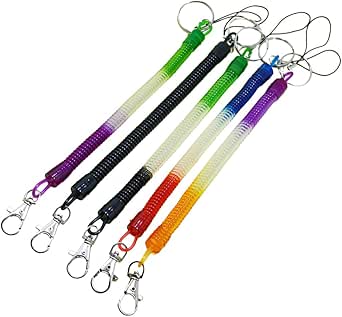 Toyvian 12Pcs Spring Coil Keychain Spiral Retractable Key Holder ...