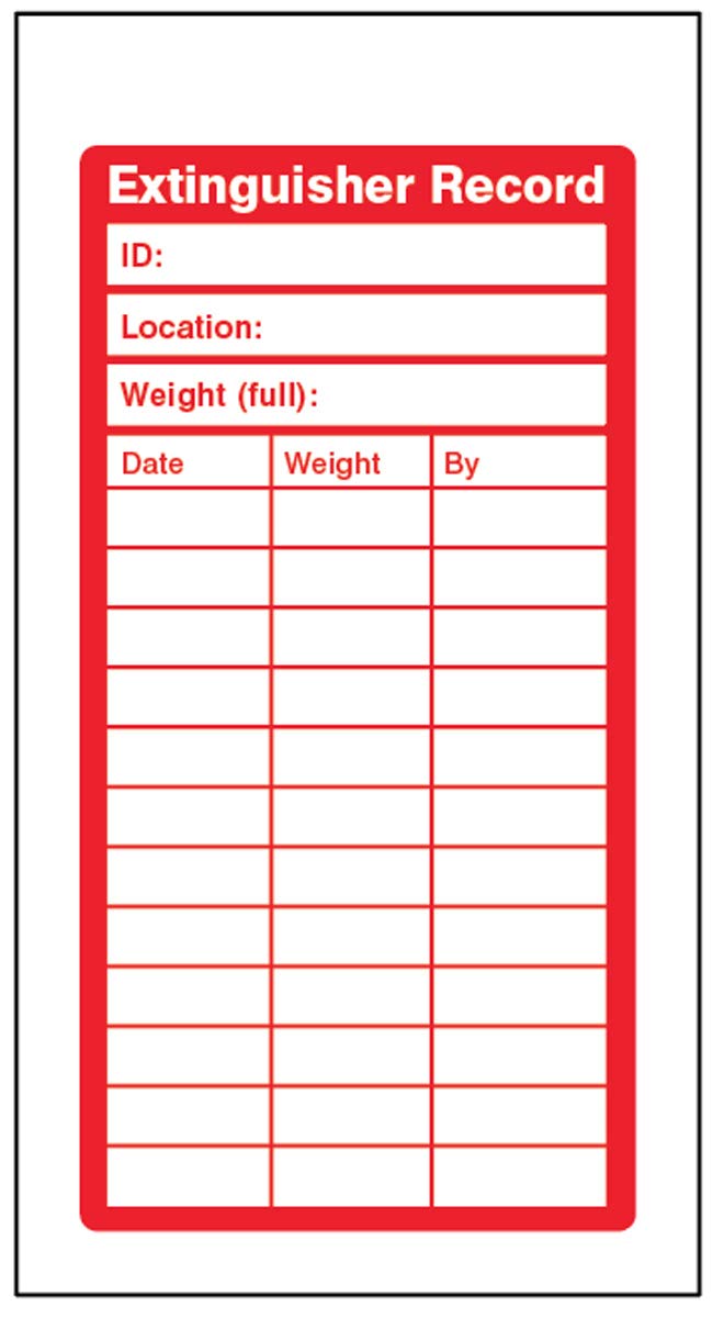 Caledonia Signs Fire Extinguisher Inspection Record Tags (pack of 10 ...