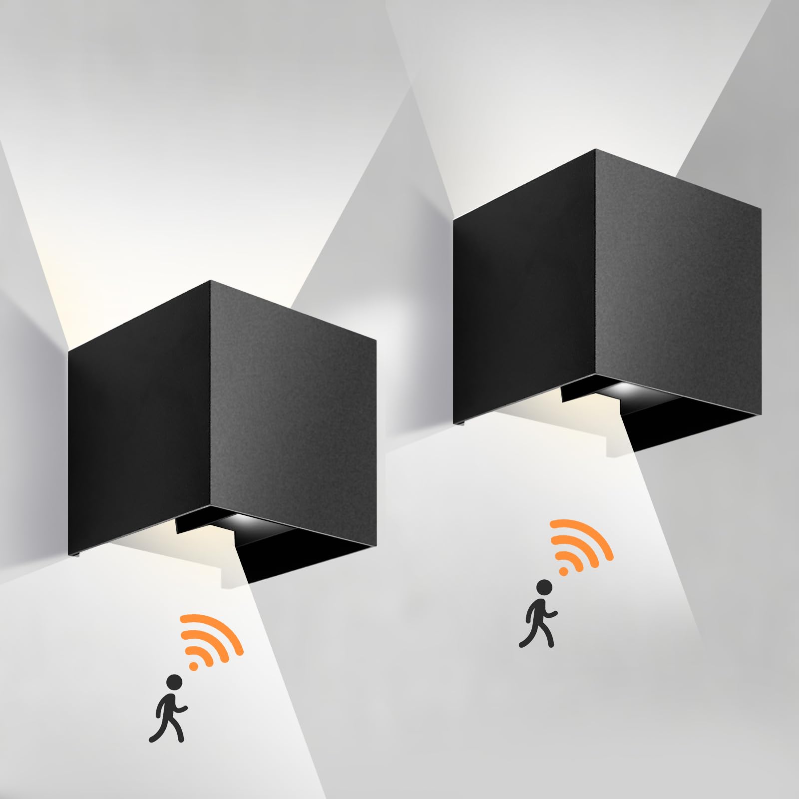 RIIGOOG 2-Pack Outdoor Wall Lights, Modern Square Up and Down Lights ...