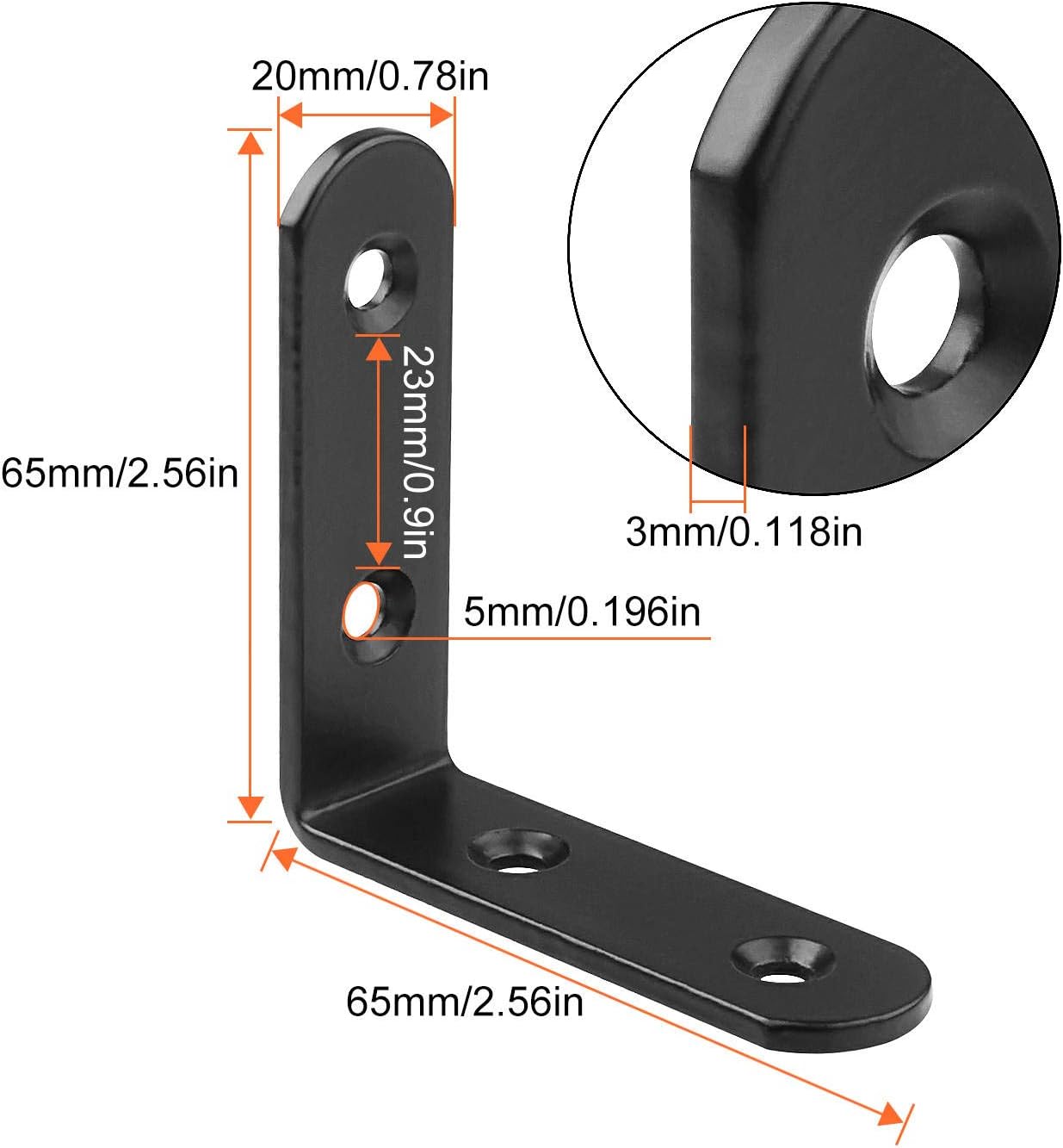 STARVAST Black Shelf Bracket, 30 Pcs Wall Shelf Bracket L Shape Right ...