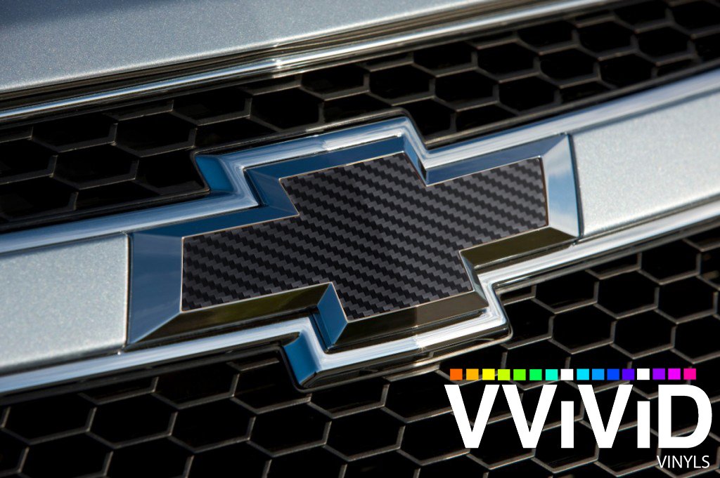 2 Rolls 11.8 x 4 VViViD XPO Black Carbon Fiber Chevy Bowtie Logo Wrap ...