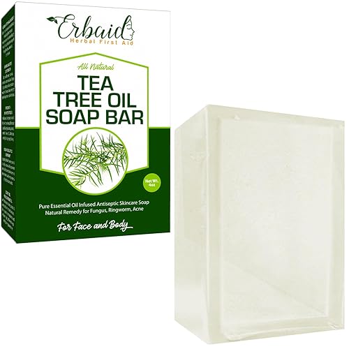 Erbaid Tea Tree Oil Soap Bar for Face & Body, 4oz –All Natural Remedy ...