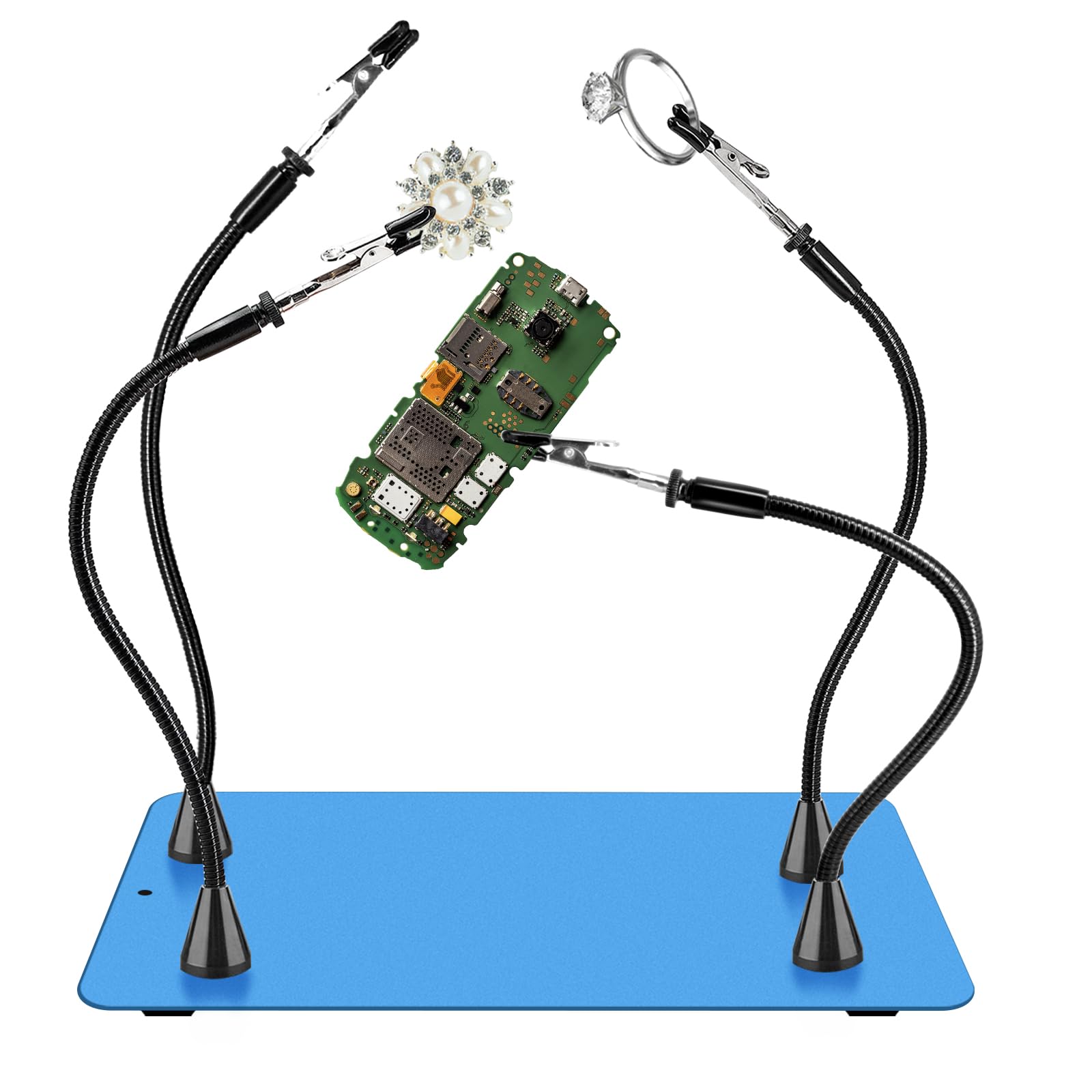 Magnetic Helping Hands Soldering,Larger Blue Steel Base With 4 PCB ...