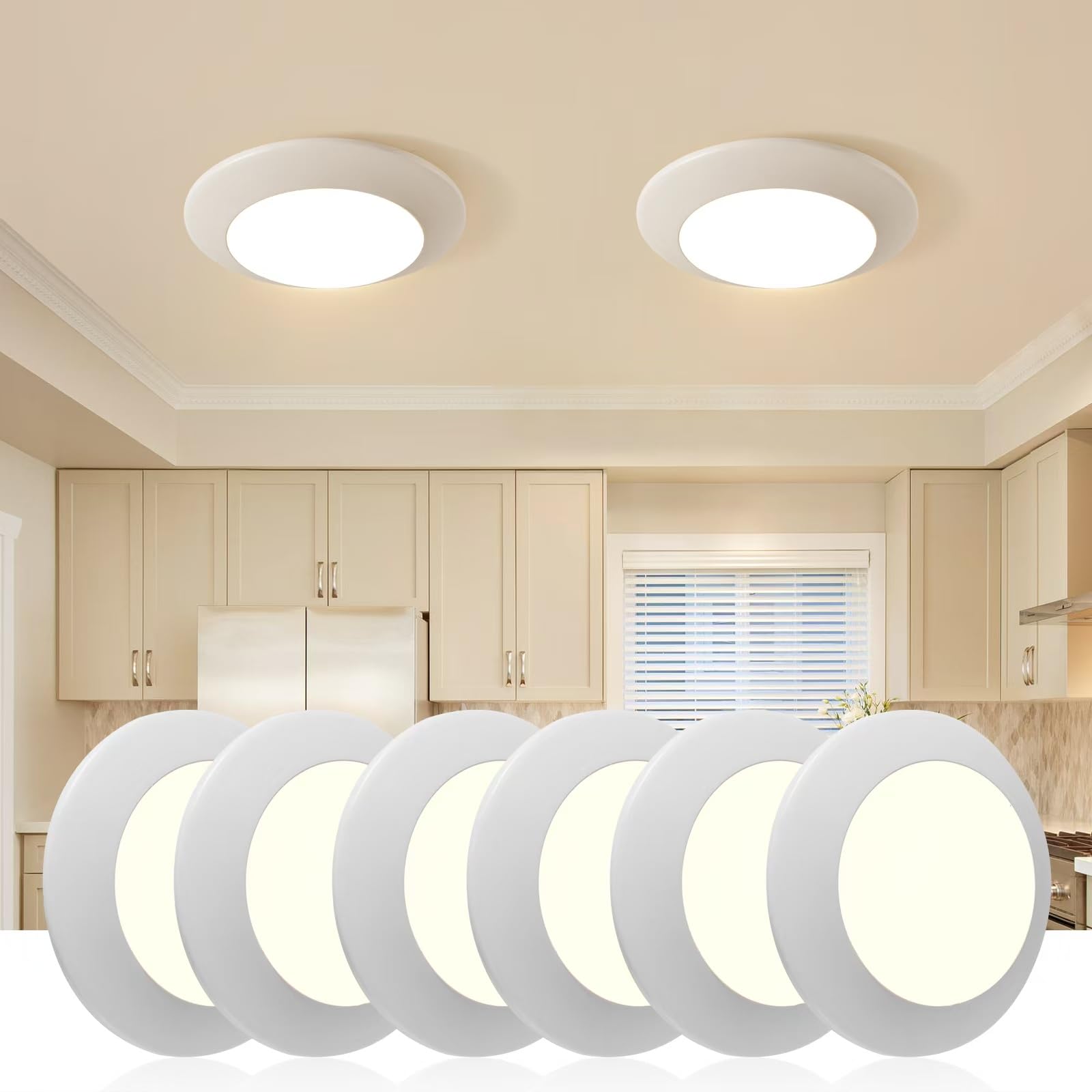 Blinghy 6Pack 7.5 Inch LED Flush Mount Ceiling Light,15W 1050lm LED ...
