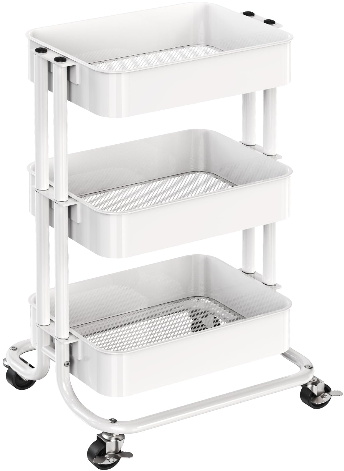 Pipishell 3 Tier Metal Rolling Utility Cart, Heavy-Duty Storage Rolling ...