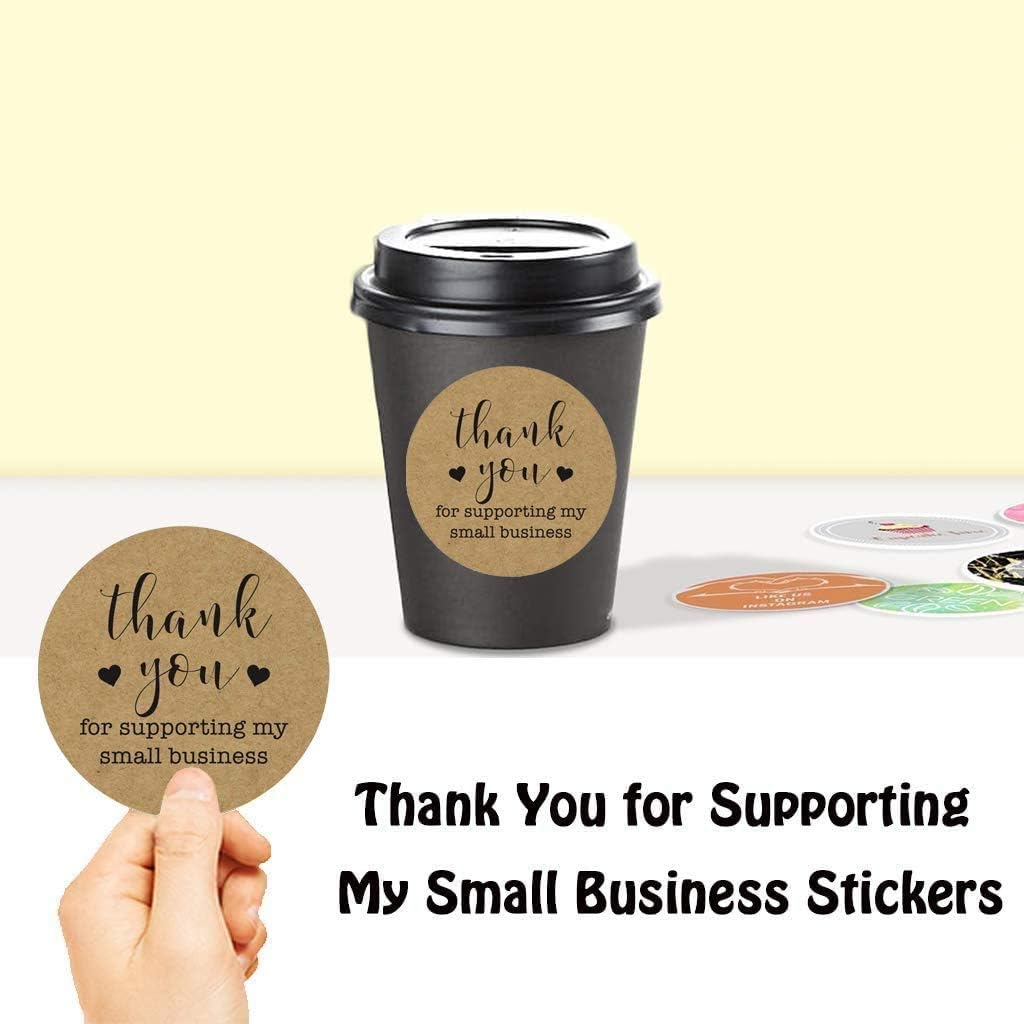 1″ Thank You for Supporting My Business Kraft Stickers 500 pcs Round ...