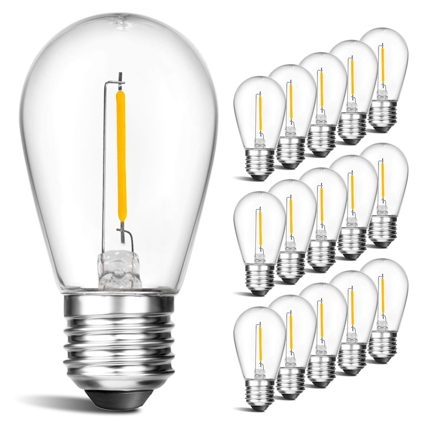 BRIMAX 15 Pack Glass Bulbs 1W S14 Replacement Light Bulbs,Waterproof ...