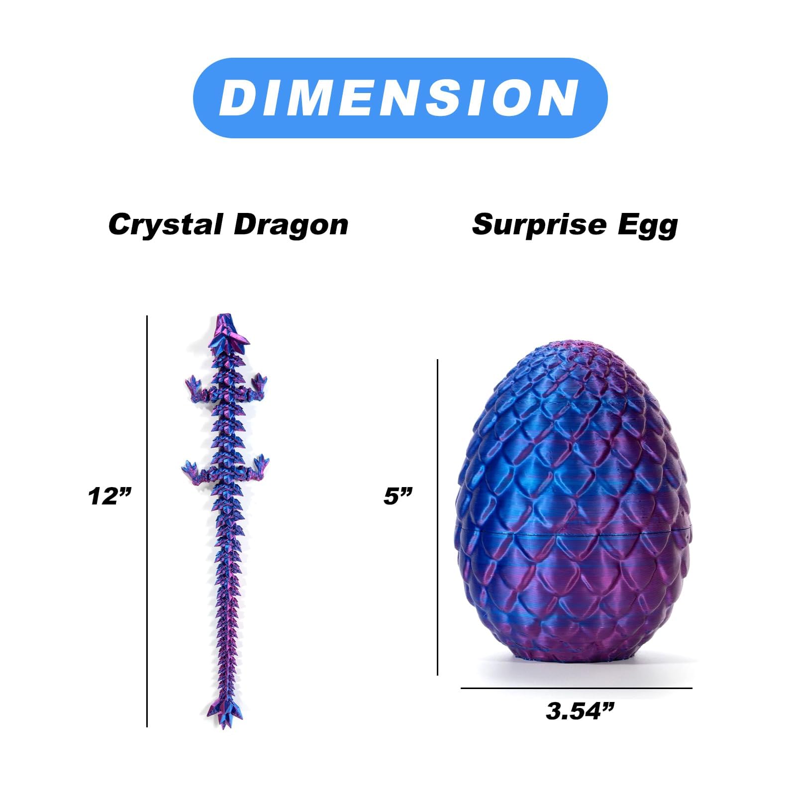 3D Printed Dragon Egg, Mystery Crystal Dragon Egg Fidget Toys Surprise ...