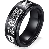 Godyce Anime Ring for Men Size 7-12 - 8mm Wide Black Stainless Steel (8 ...