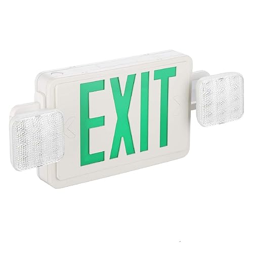 SPECTSUN Led Green Emergency Exit Lights with Battery Backup -Two ...