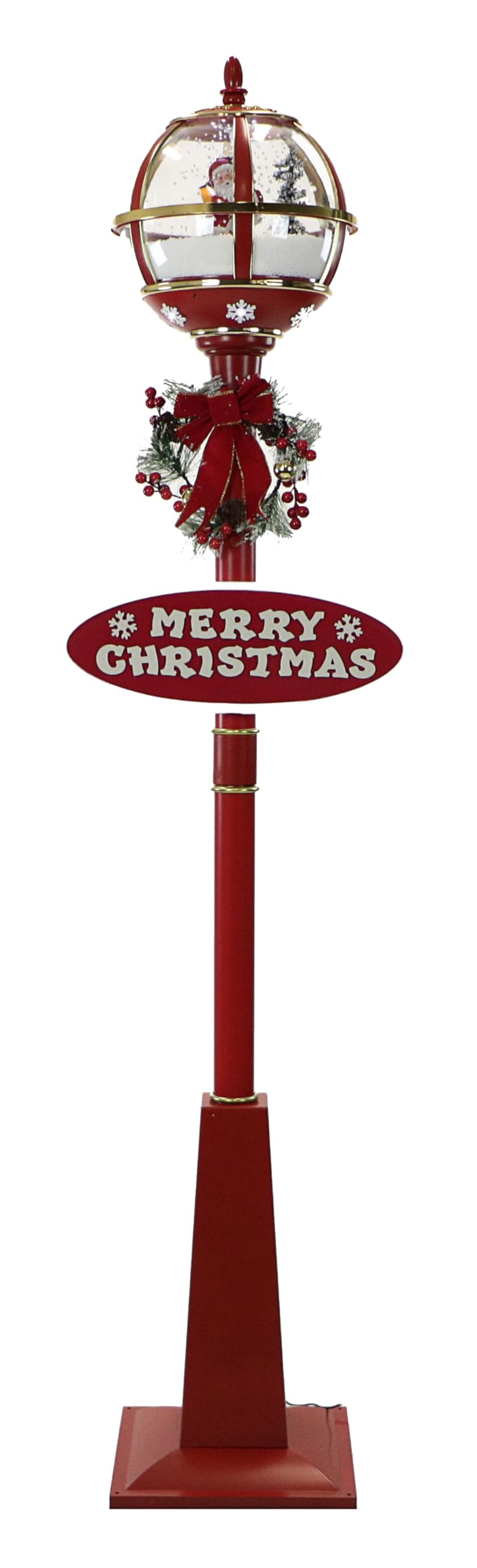 Fraser Hill Farm 69-in. Musical Snow Globe Lamp Post in Red with Santa ...
