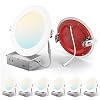 Amico 6 Pack 6 Inch Fire Rated LED Recessed Light with Junction Box, 2 ...