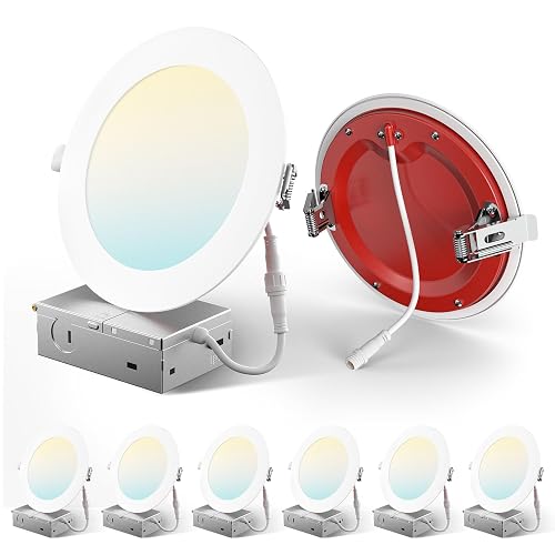 Amico 6 Pack 6 Inch Fire Rated LED Recessed Light with Junction Box, 2 ...