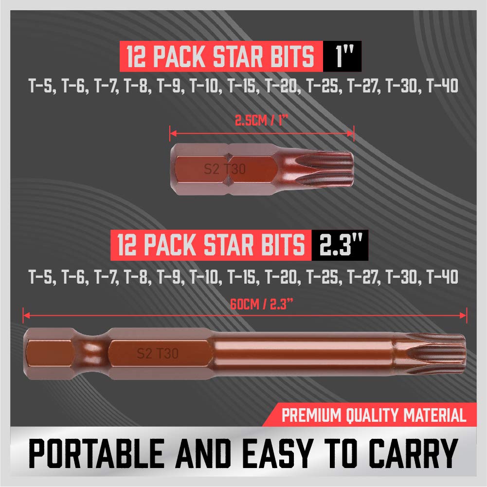 Mua Tamper Proof Torx Screwdriver Bit Set - 24-Piece Star Bits Set ...