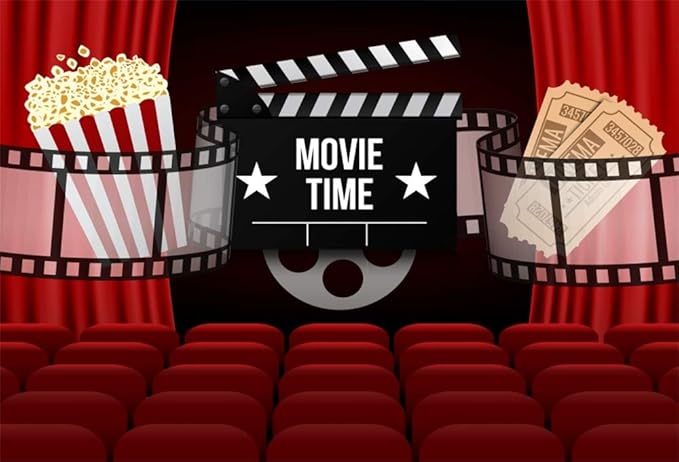 Amazon.com : AOFOTO 6x4ft Cinema Movie Time Backdrop Film Tickets Movie ...