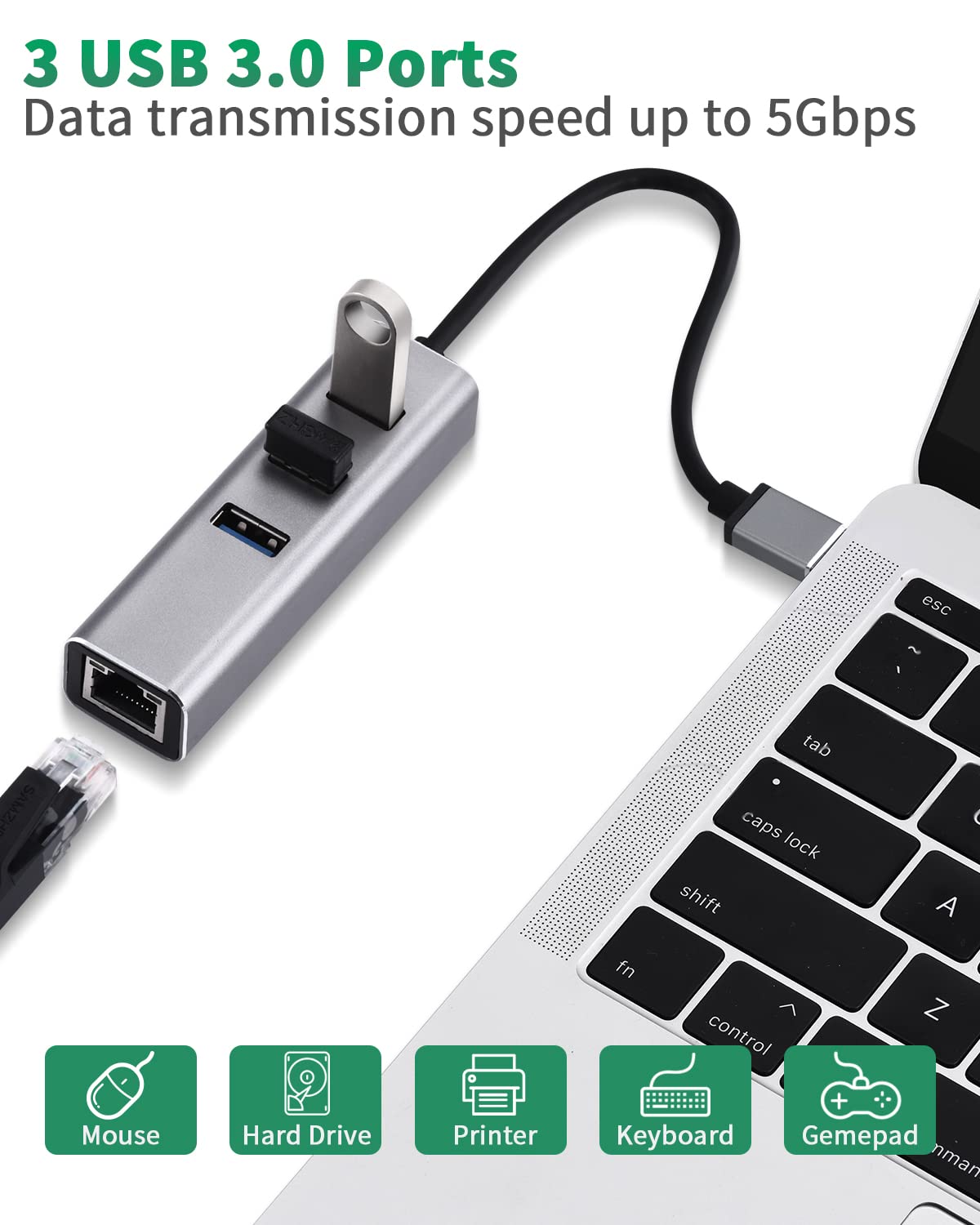 Mua USB 3.0 to Ethernet Adapter 4 in 1 Multiport Hub with Gigabit ...