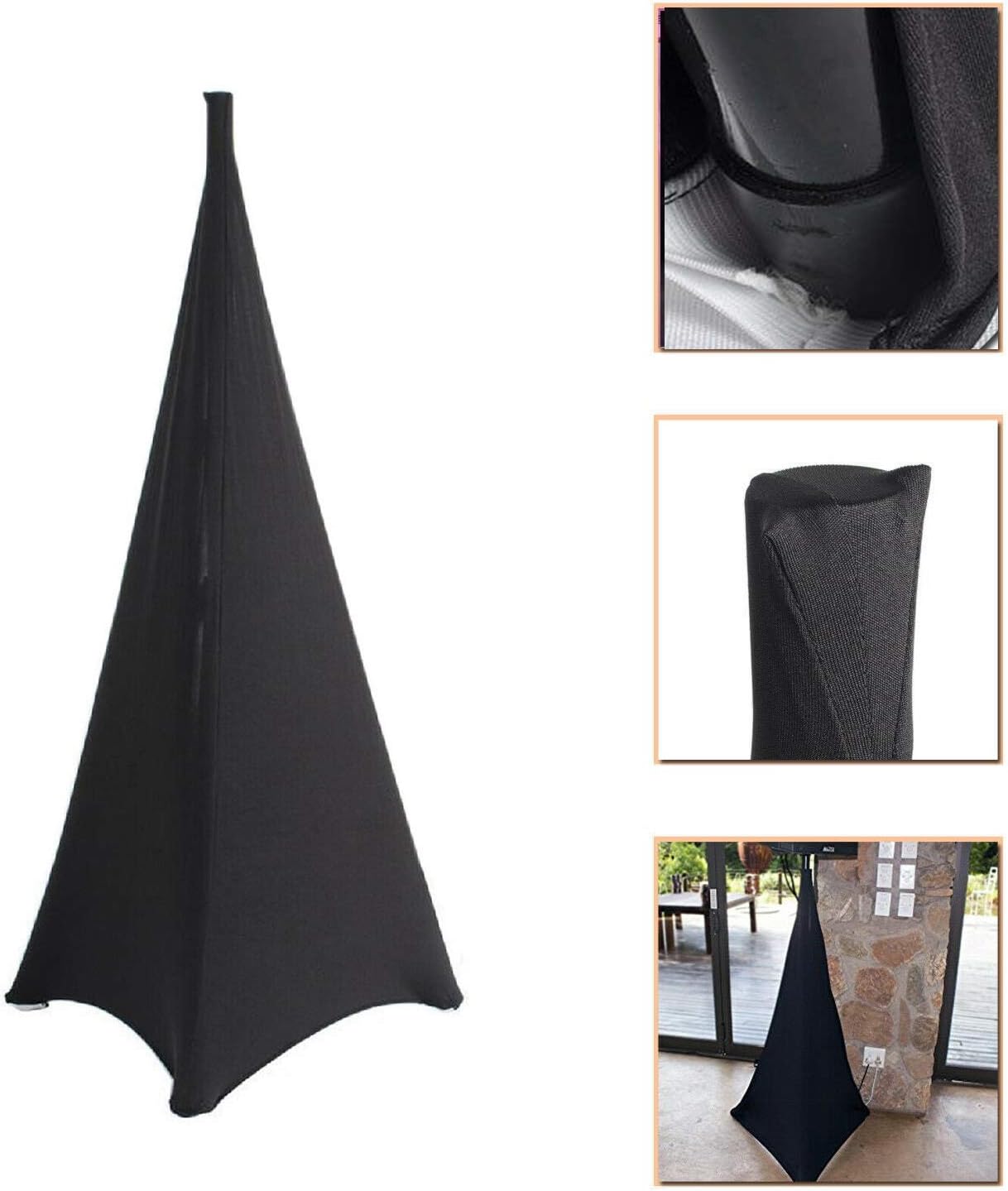 Weddecor Black Tripod Speaker Stand Cover Strech Fabric 360 Degree ...