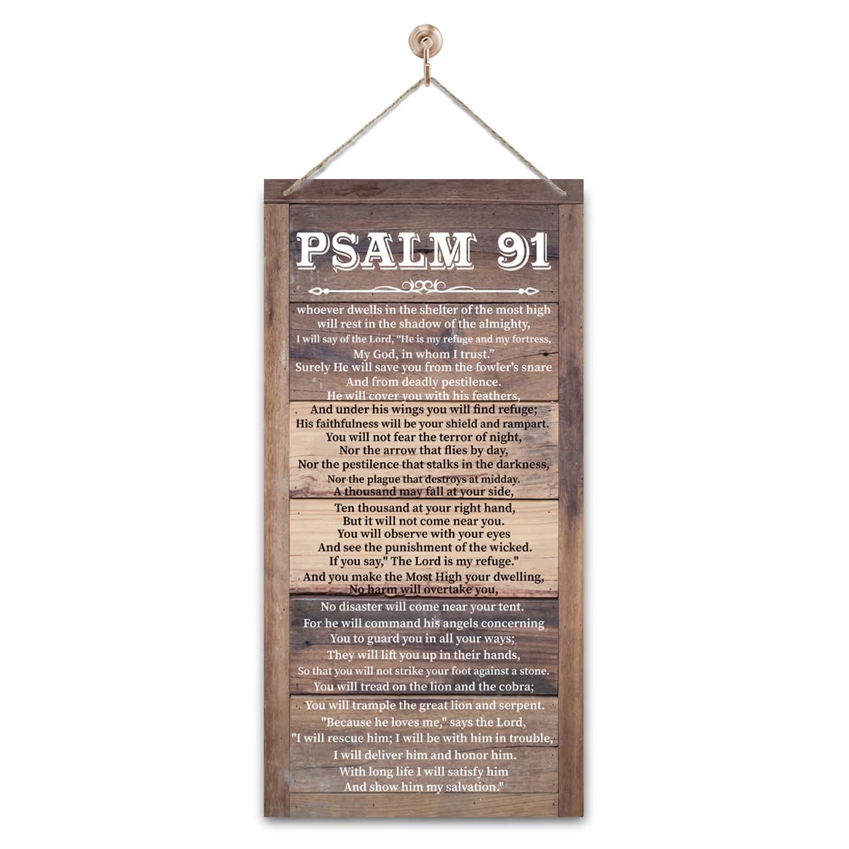 Christian Decor, Bible Verse Psalms 91 Hanging Sign, Decorative Wall ...
