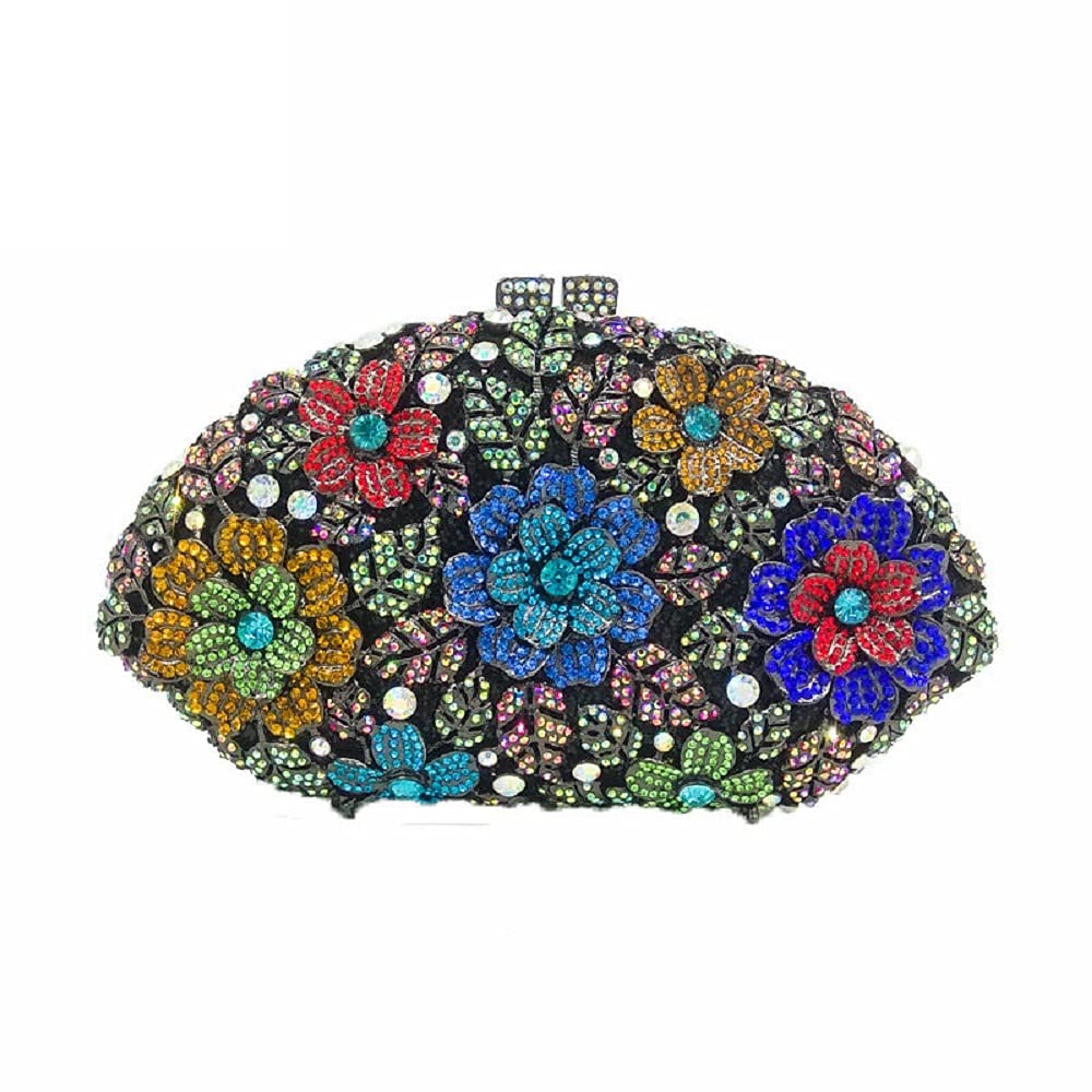 Dazzling Crystal Flower Women Crystal Clutch Evening Bag Wedding Party ...