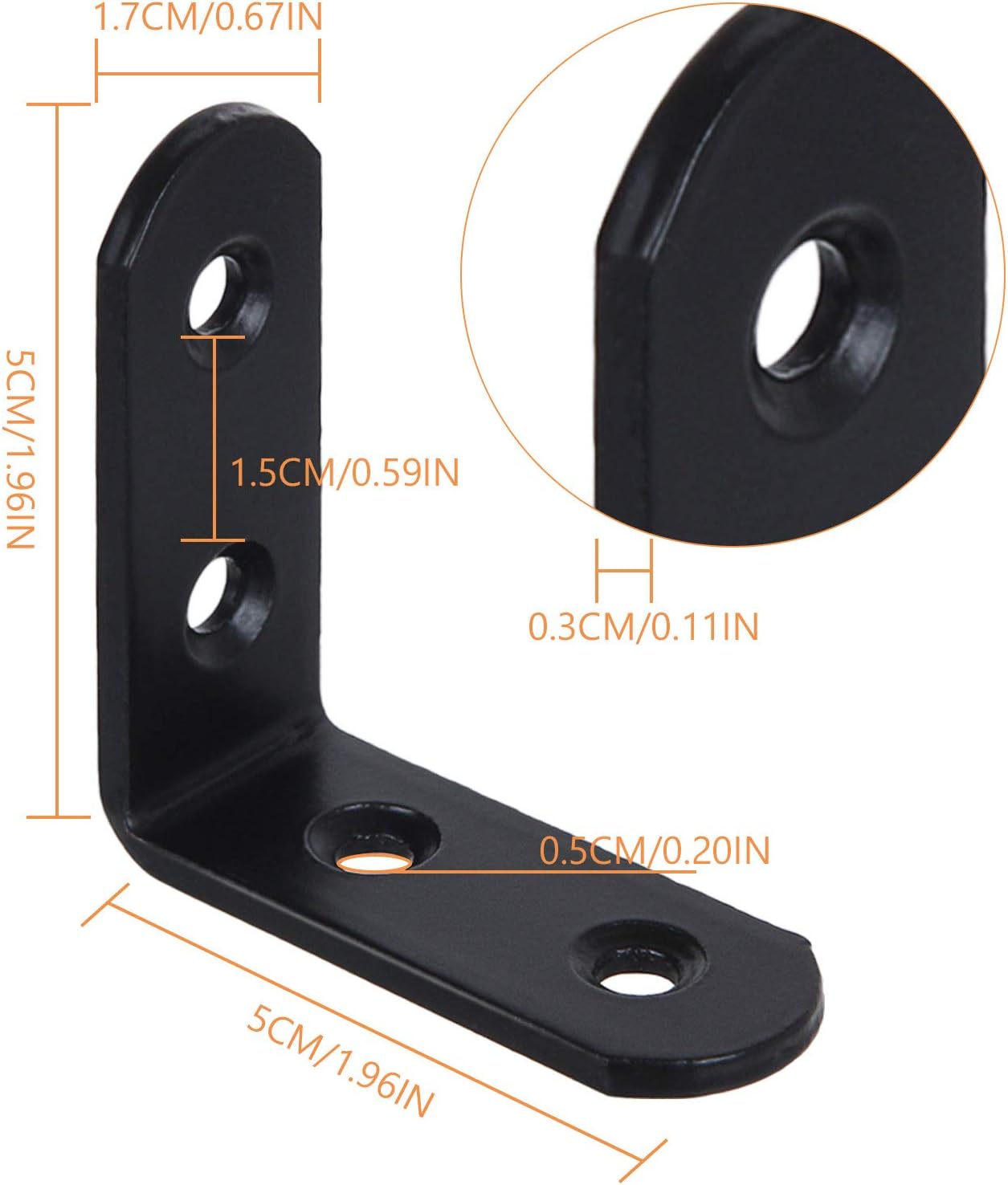 SHANQ 60PCS Black Corner Brace, 50mm x 50mm Heavy Duty Iron Angle ...