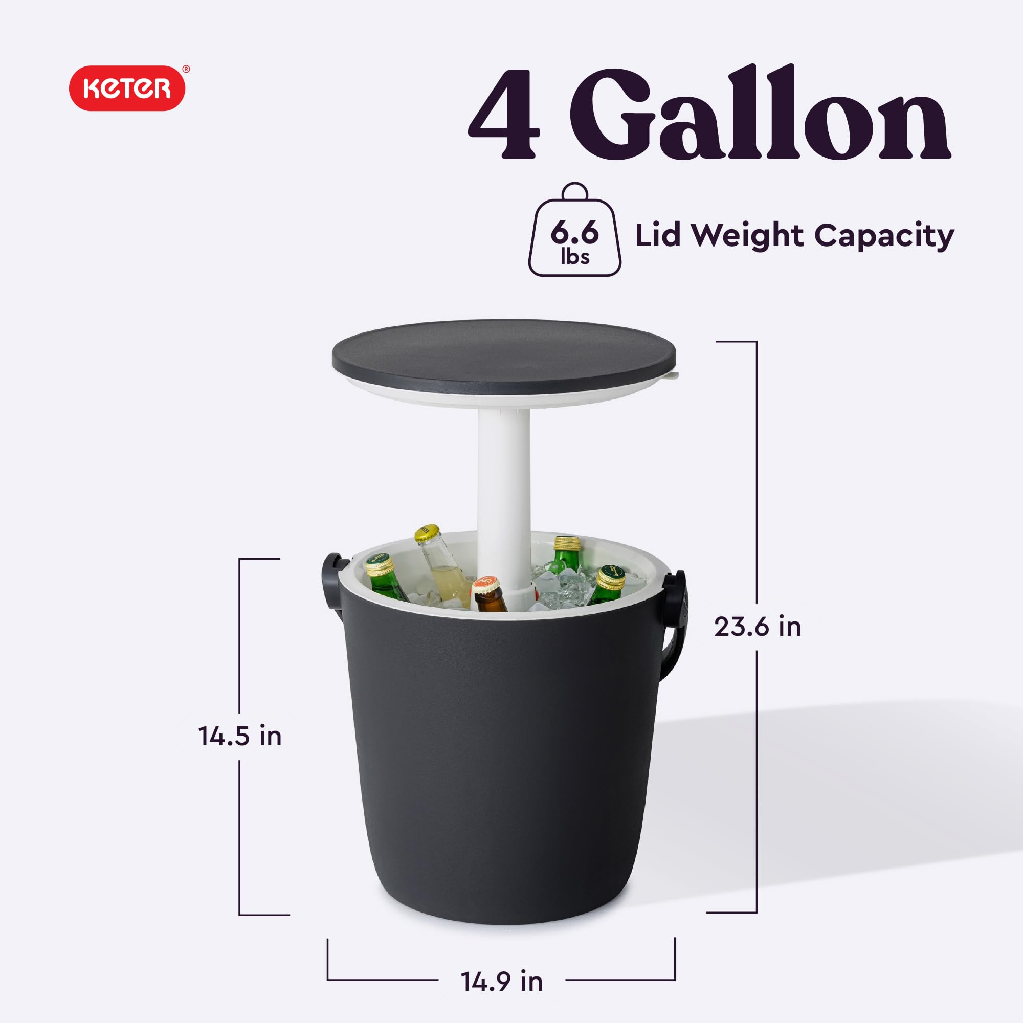 Keter Go Bar 4.2 Gallon Portable Beer And Wine Cooler With Handle And ...