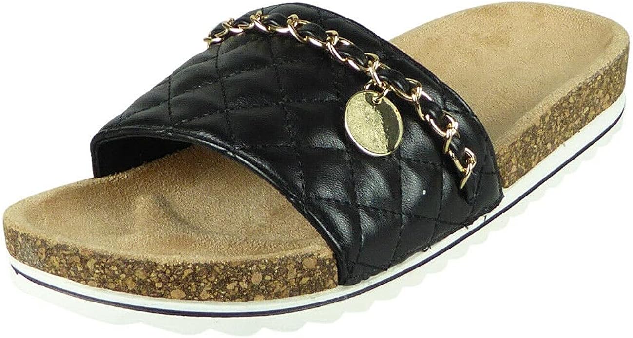Womens Wedge Sliders | Ladies Comfy Shoes | Womens Chain Sandals ...