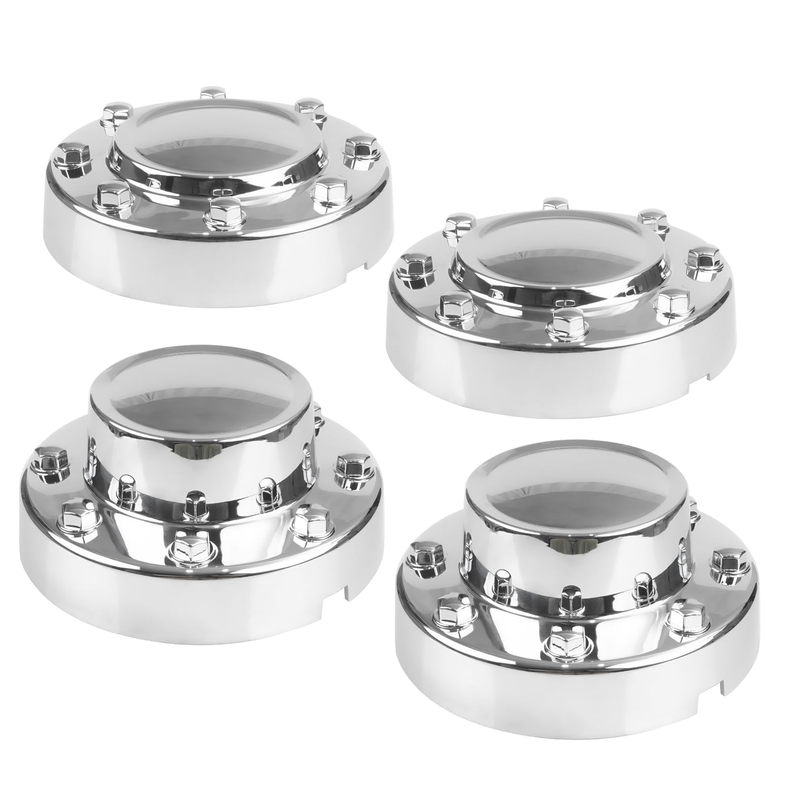 Dexepe Front & Rear Chrome Dually Wheel Center Hub Caps Cover ...