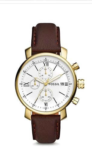 Buy Fossil BQ1009 Men's Brown Leather Strap White Dial Chronograph ...