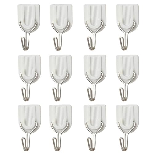 Self Adhesive Sticky Stick on Hooks Strong Small White Square Stick ...