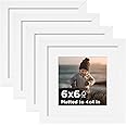 Amazon.com - KINLINK 6x6 Picture Frame White Set of 4, Wooden Square Photo Frames Matted 4x4 ...