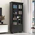 Amazon.com: ECACAD 5-Tier Tall Bookcase Storage Cabinet with 2 Acrylic ...