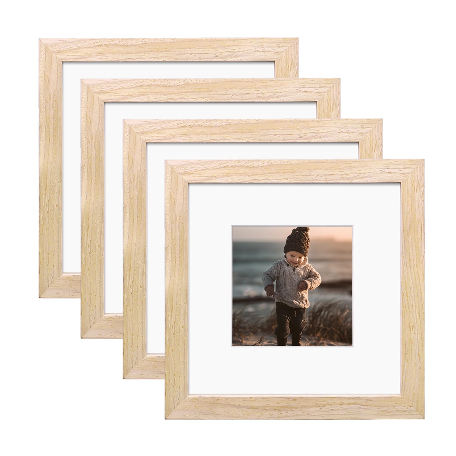 KINLINK 7x7 Picture Frames Natural Wood Frames with Acrylic Plexiglass ...