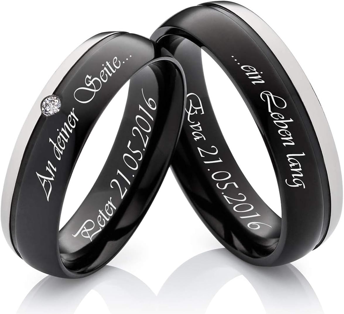 frencheis Schwarze Eheringe Partnerringe Trauringe Titanringe mit ...