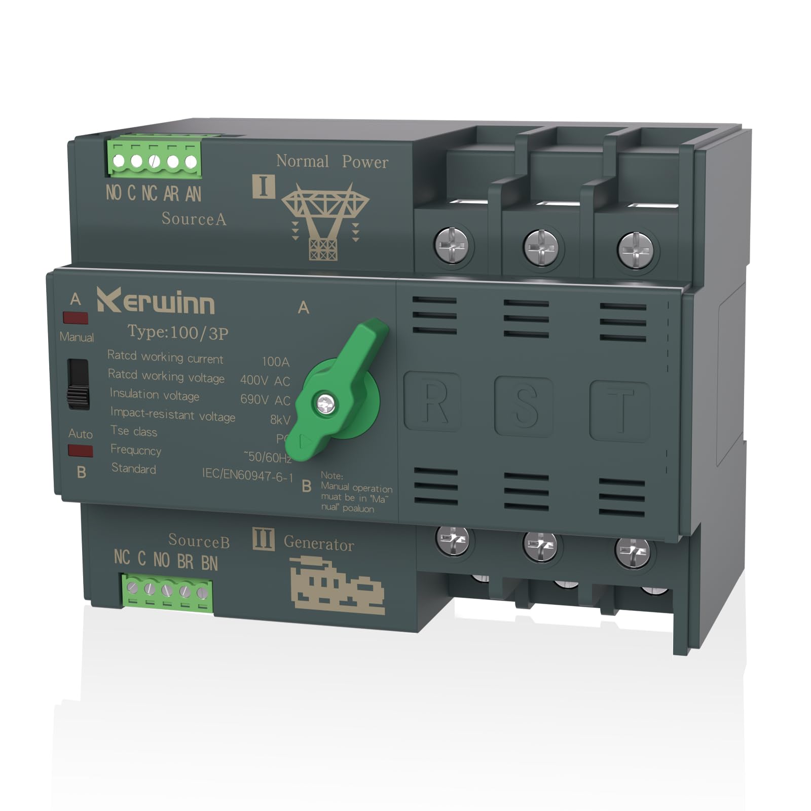 Mua KERWINN Mini ATS Automatic Transfer Switch 100 amp Manual Transfer ...