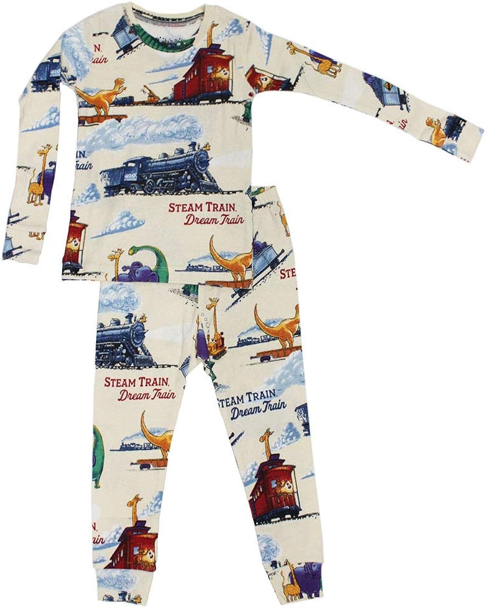 Amazon.com: Books to Bed Boys Pajamas Steam Train, Dream Train Dinosaur ...
