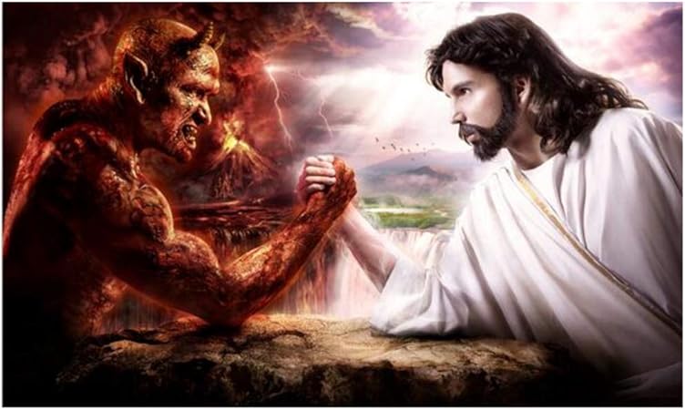 ASLKUYT Dios Jesús Vs Satanás Diablo Imagen de arte en lienzo Pintura ...