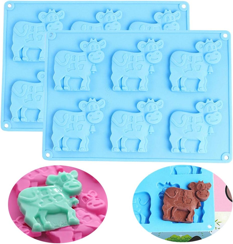 Amazon.com: 2 Pack Cow Chocolate Molds, Dairy Cattle Cake Pan Silicone ...