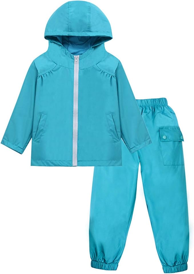 TURMIN Boys Girls Waterproof Raincoat Kids Hooded Rainsuit Rainwear Sports Jacket Outdoor Baby ...