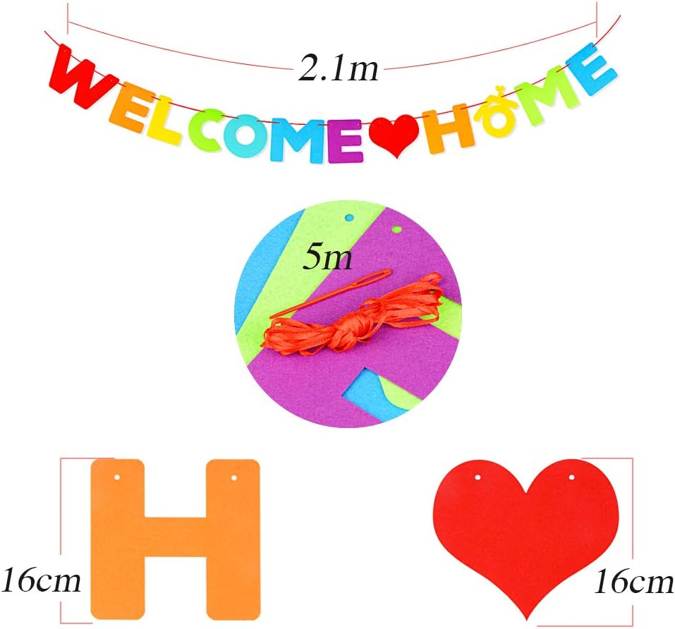 VINFUTUR Welcome Home Banner Rainbow Color Felt New Home Banner New ...