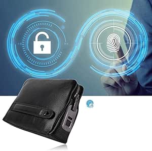 Amazon.com: Smart Fingerprint Wallet, Men Zipper Leather Wallet Smart ...