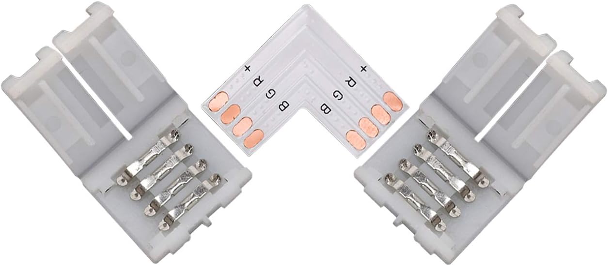 LED Strip Connector, L Shape Connector, 12pcs 10mm 4 Pin 5050 RGB LED ...