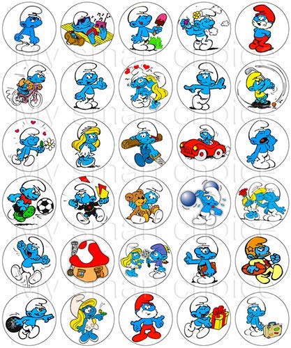 30 X Edible Cupcake Toppers Smurfs Classic Cartoon Party Collection ...
