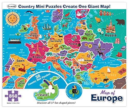 Re-marks Map of Europe 850 Piece Puzzle with Country Mini Puzzles ...