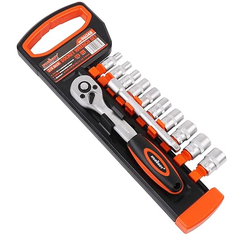 HORUSDY 12-Pieces 1/4” Ratchet Socket Wrench Set, Drive Socket Set, 4mm ...
