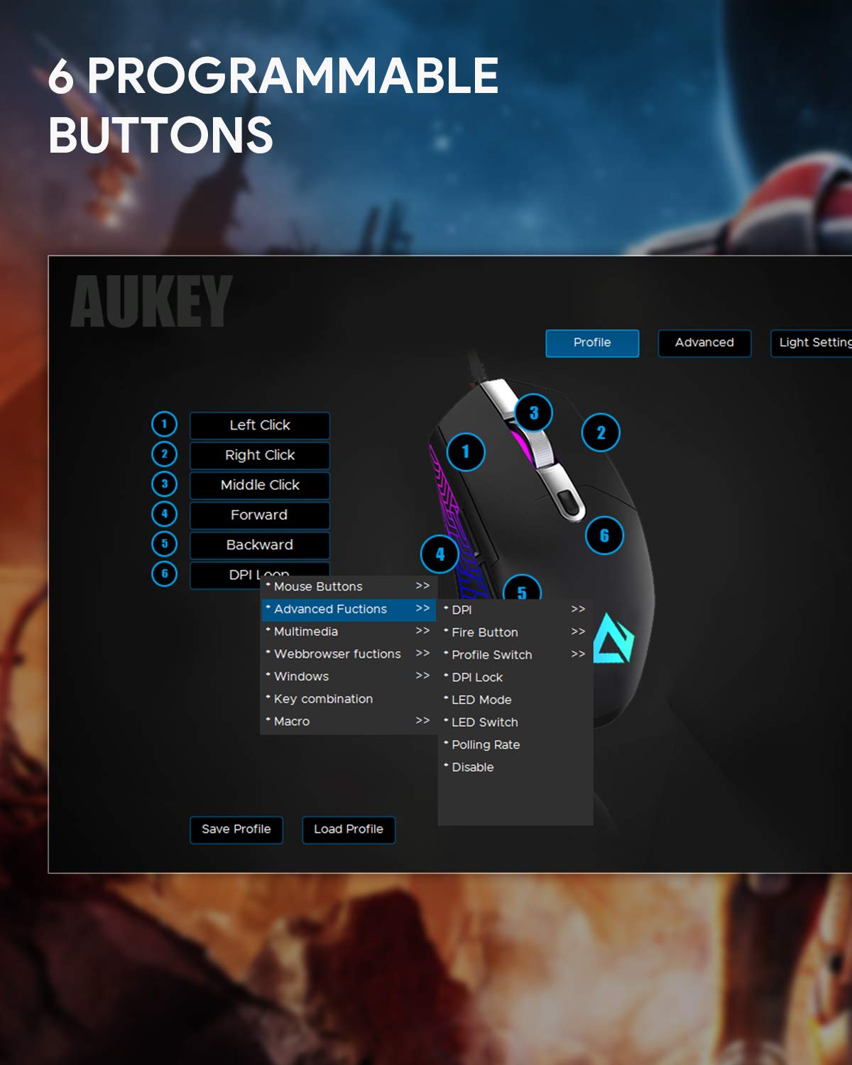 AUKEY Scarab Gaming Mouse [Lightweight 75g] 7200 DPI Optical Mouse, RGB Wired Gaming Mouse with ...