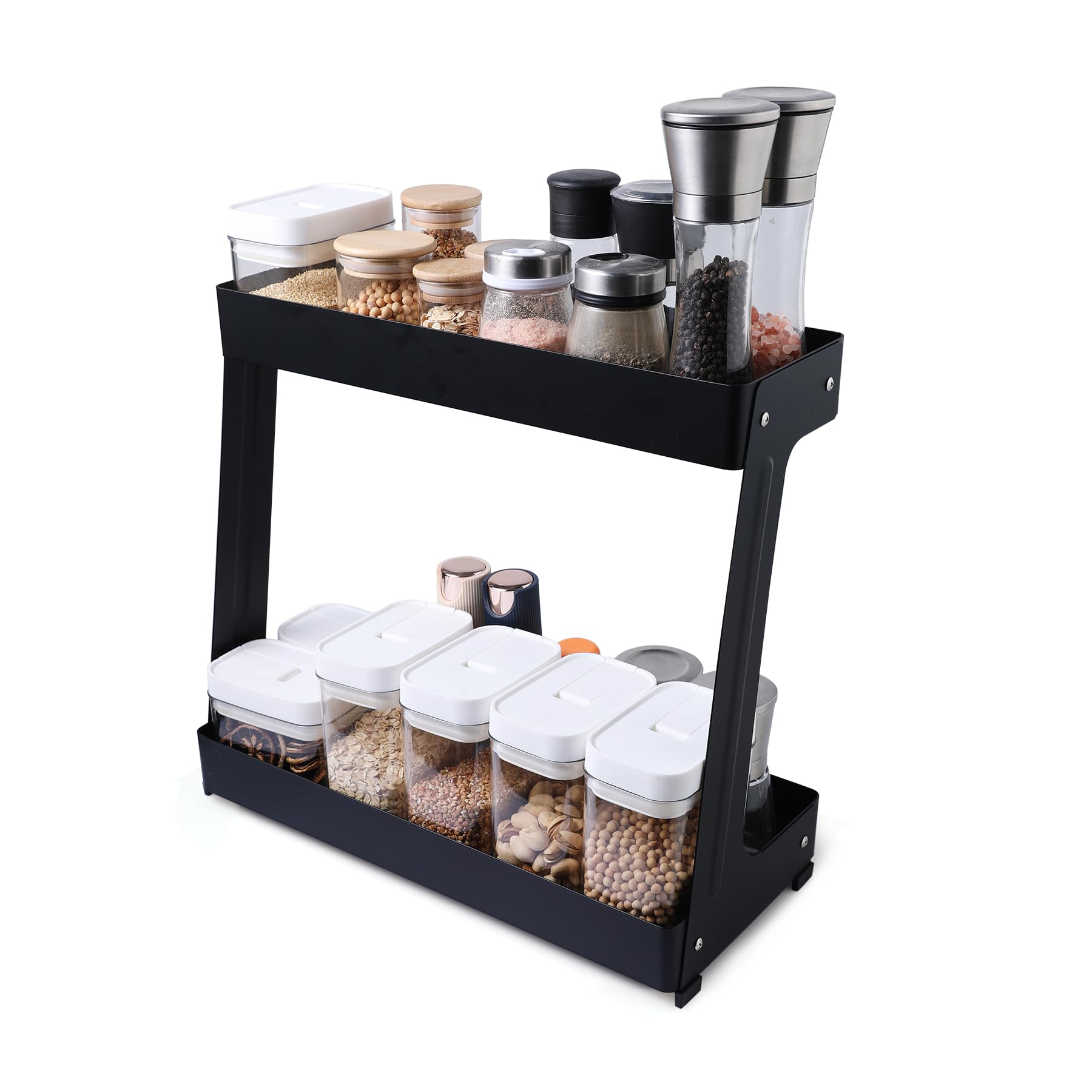 Dinkich Spice Rack Organizer, 2-Tier Metal Kitchen Countertop Organizer ...