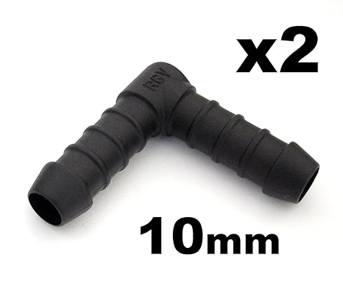 2x 10mm 90' Right Angle Hose Tupe Pipe Connectors Tube Pipe Connector ...