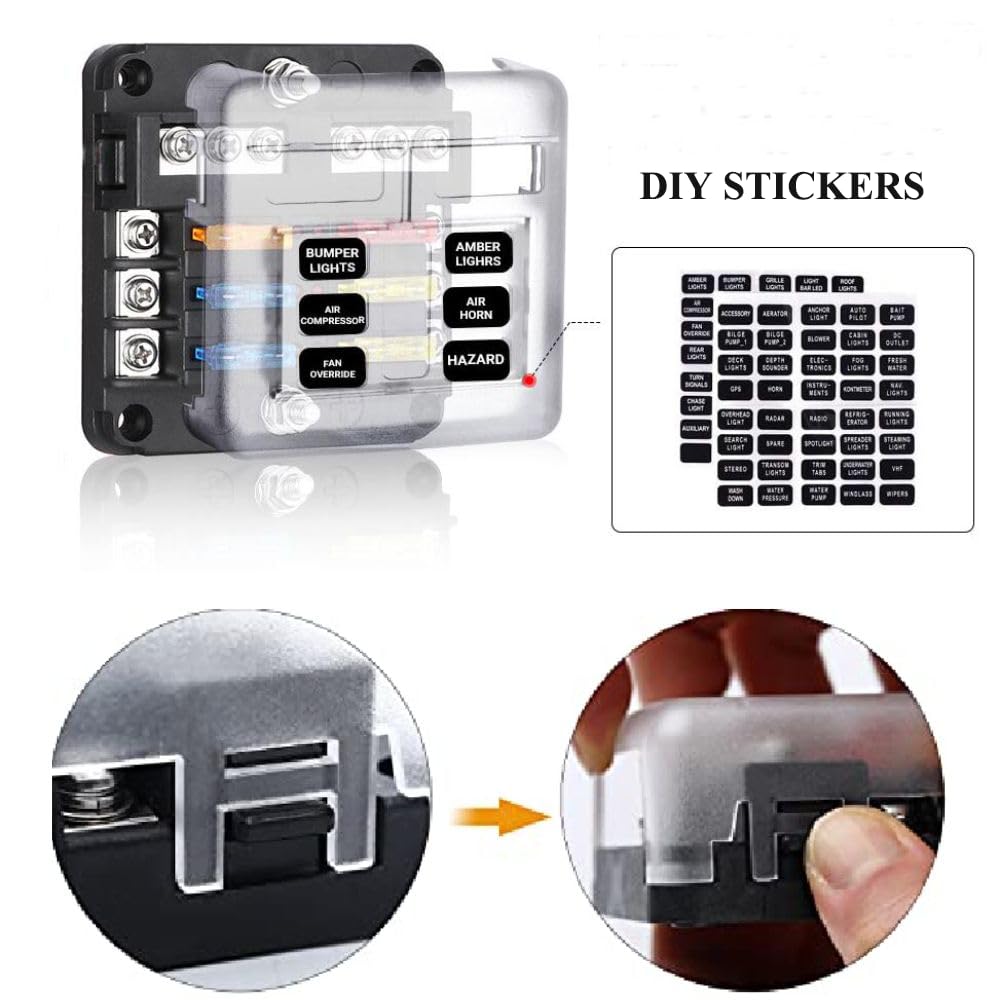 Mua 12 Volt 6 Way Fuse Block, Waterproof Marine Fuse Blocks, Universal ...